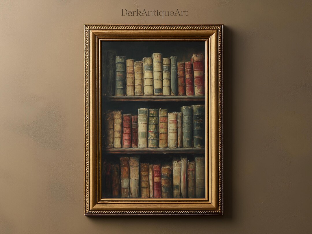 Vintage Library Wall Art: Moody Dark Academia Aesthetic, Antique ...