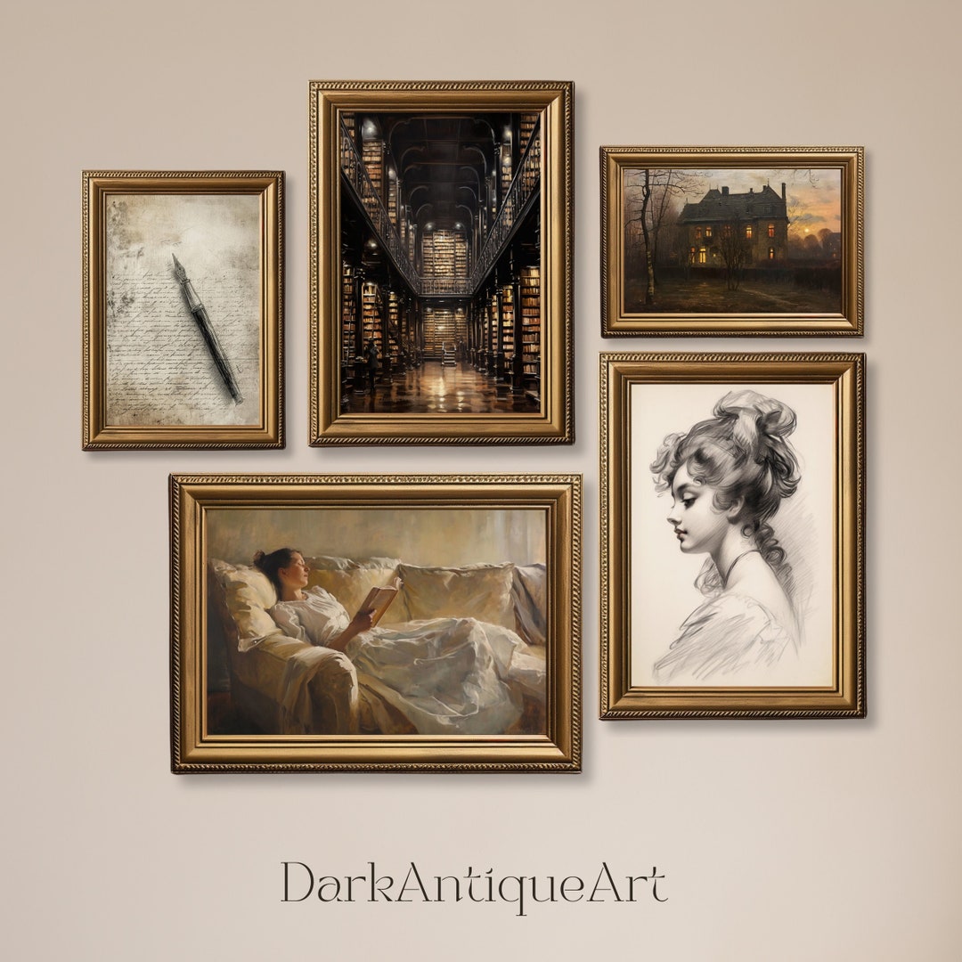 Dark Academia Library Print Set: Vintage Gothic Wall Decor (digital ...