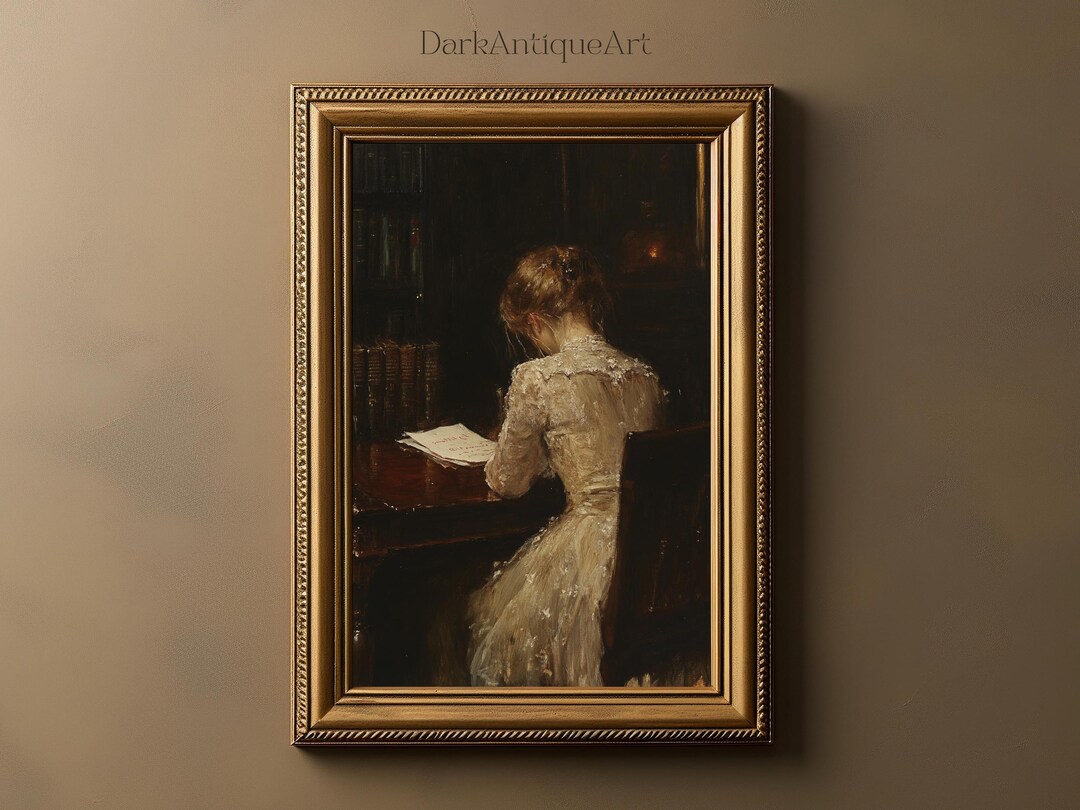 Solitary Scholar Dark Academia Art Printable, Moody Vintage Wall Decor ...