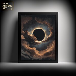 Celestian Solar Eclipse Vintage Painting Celestial Print Dark Aesthetic ...