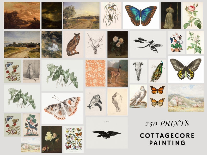 Vintage Cottagecore Art Prints Set – 250 Unique Botany Images (instant ...