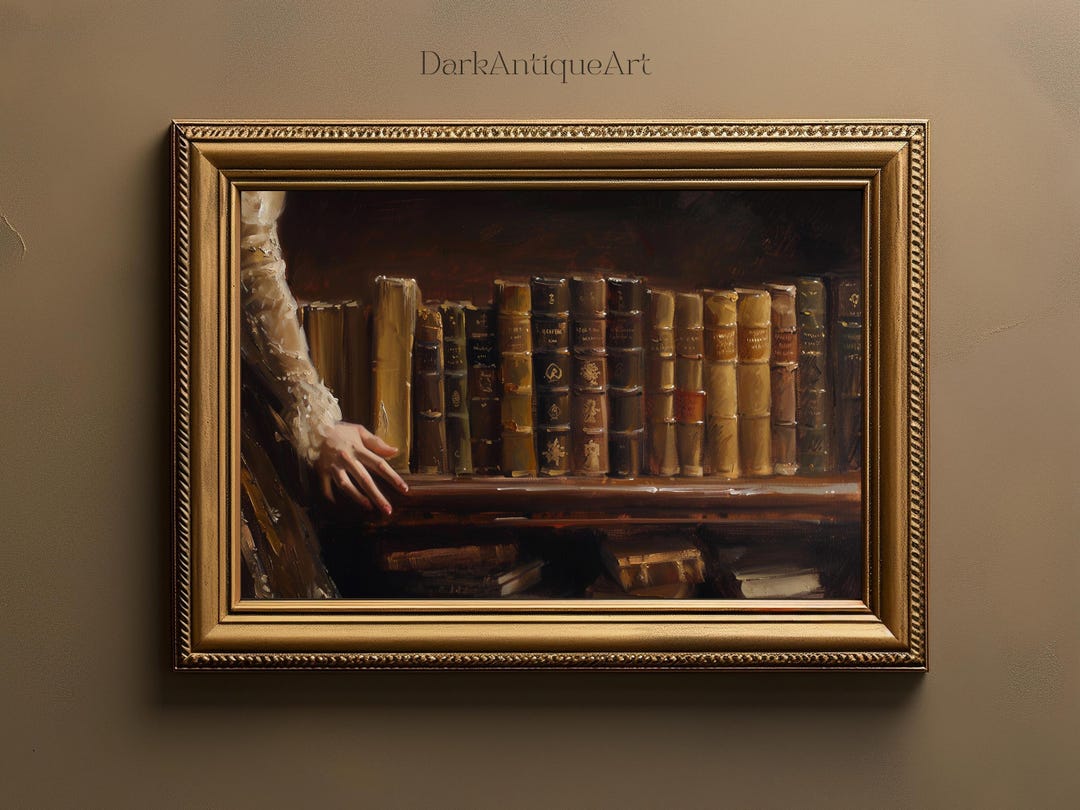Vintage Library Art Print: Antique Books Oil Painting (digital Download ...