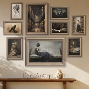 Dark Academia Wall Art Gothic Library Print Set of 6 Printable Download ...