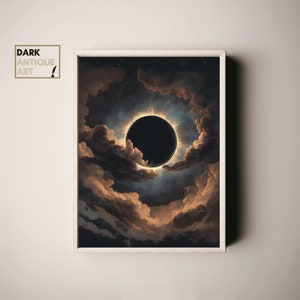 Celestian Solar Eclipse Vintage Painting Celestial Print Dark Aesthetic ...