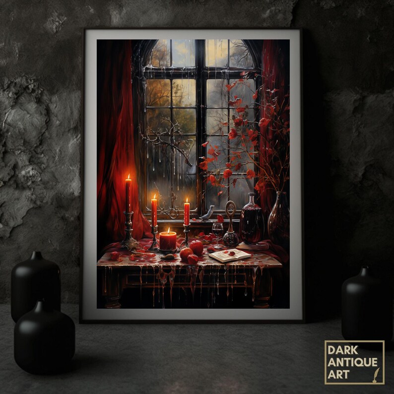 Dark Academia Window Art Gothic Decor Printable Dark Window - Etsy