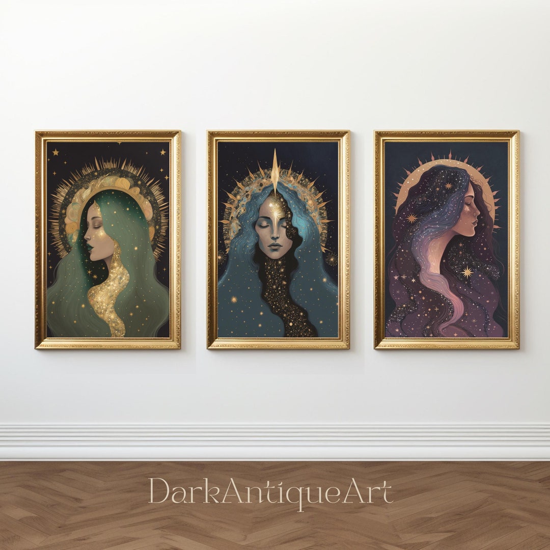 Celestial Goddesses Digital Print Witch Decor Celestial Print Dark ...