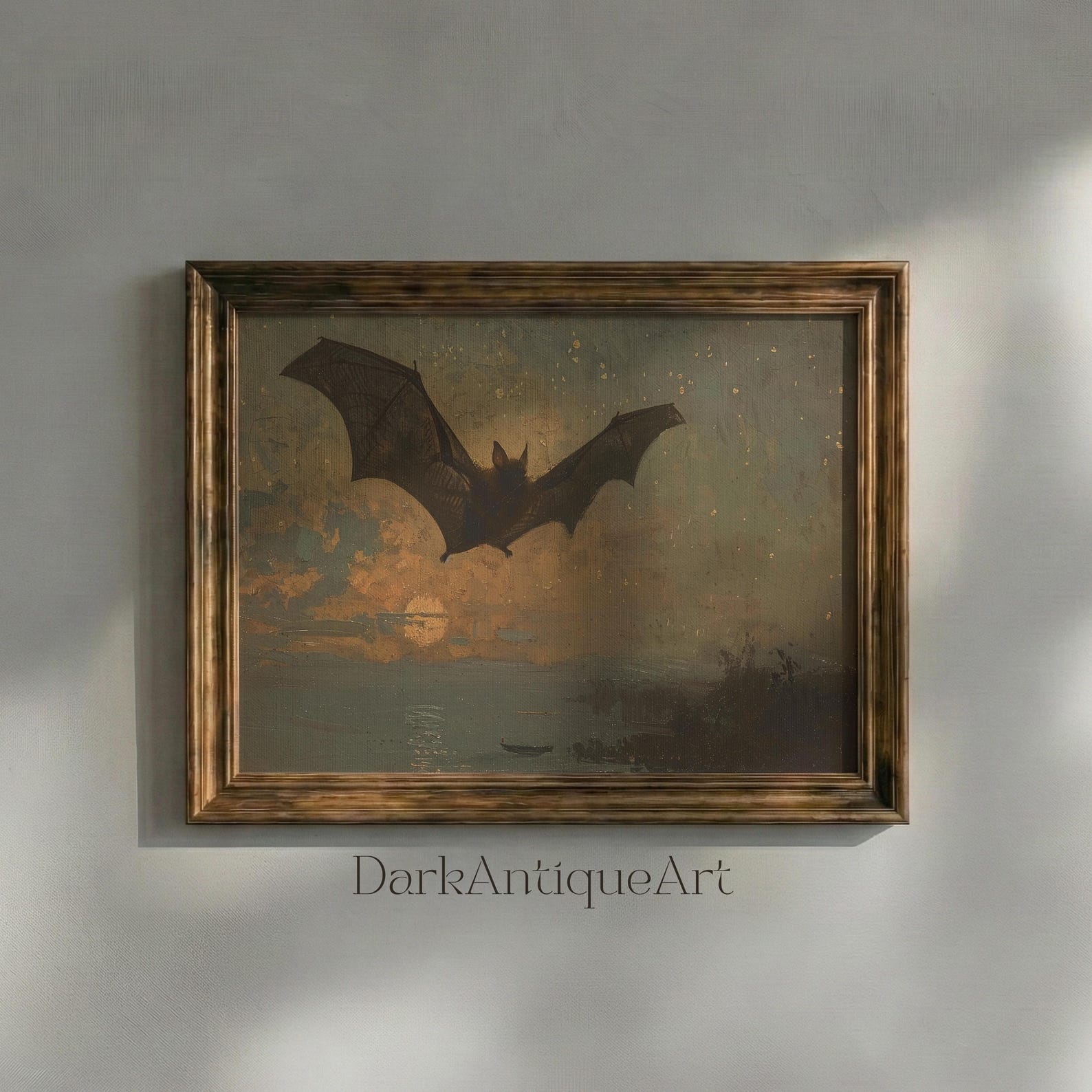 Enchanted Twilight | Cottagecore Bat Art, Spooky Night Sky Printable ...