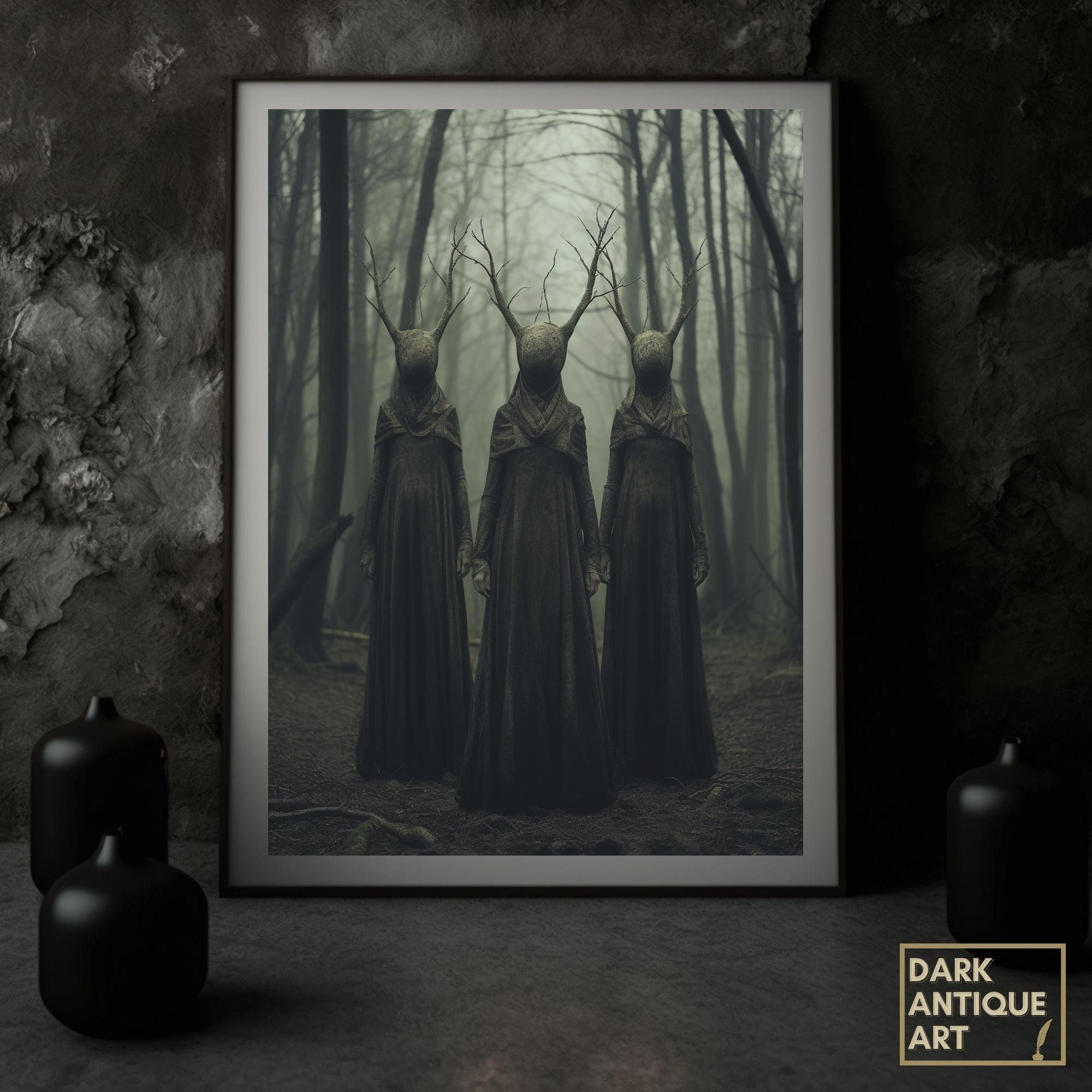 Dark Forest Witch Art Print Pagan Wall Decor Occult Poster - Etsy