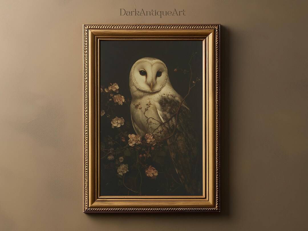 Ethereal Owl With Blossoms | Dark Academia Animal Portrait, Mystical ...