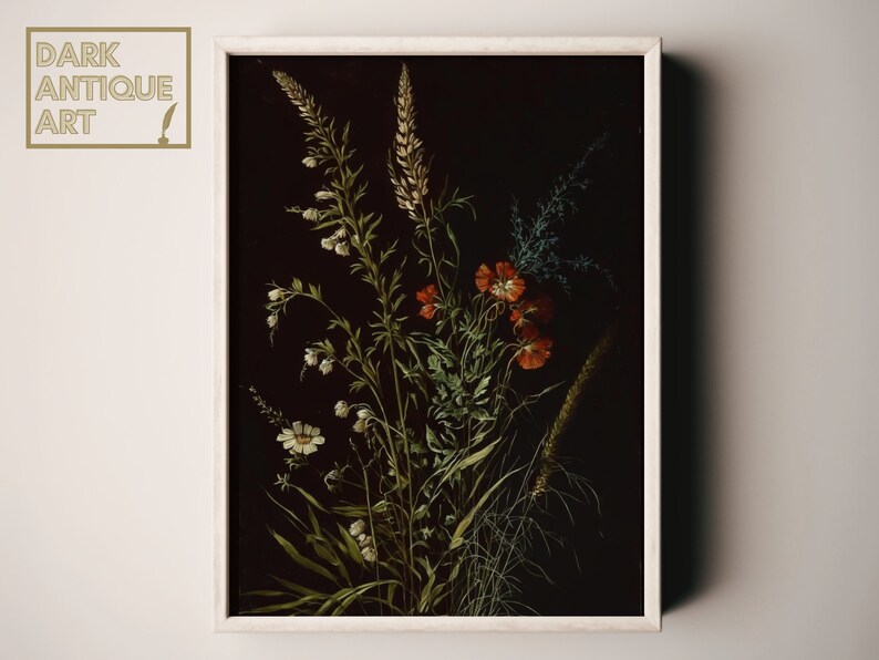 Dark Botanical Gallery Wall Art Moody Floral Print Set 3 - Etsy