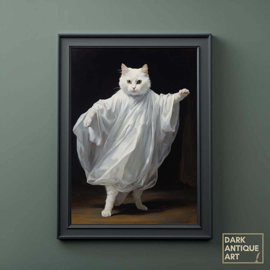 Ghost Cat Halloween Printable Spooky Wall Art Cat Wall Decor - Etsy