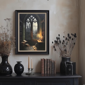 Vintage Victorian Library Window Painting, Light Academia Art, Digital ...
