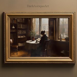 Vintage Library Reading Nook Art Print Cozy Home Decor Book Lover Gift ...