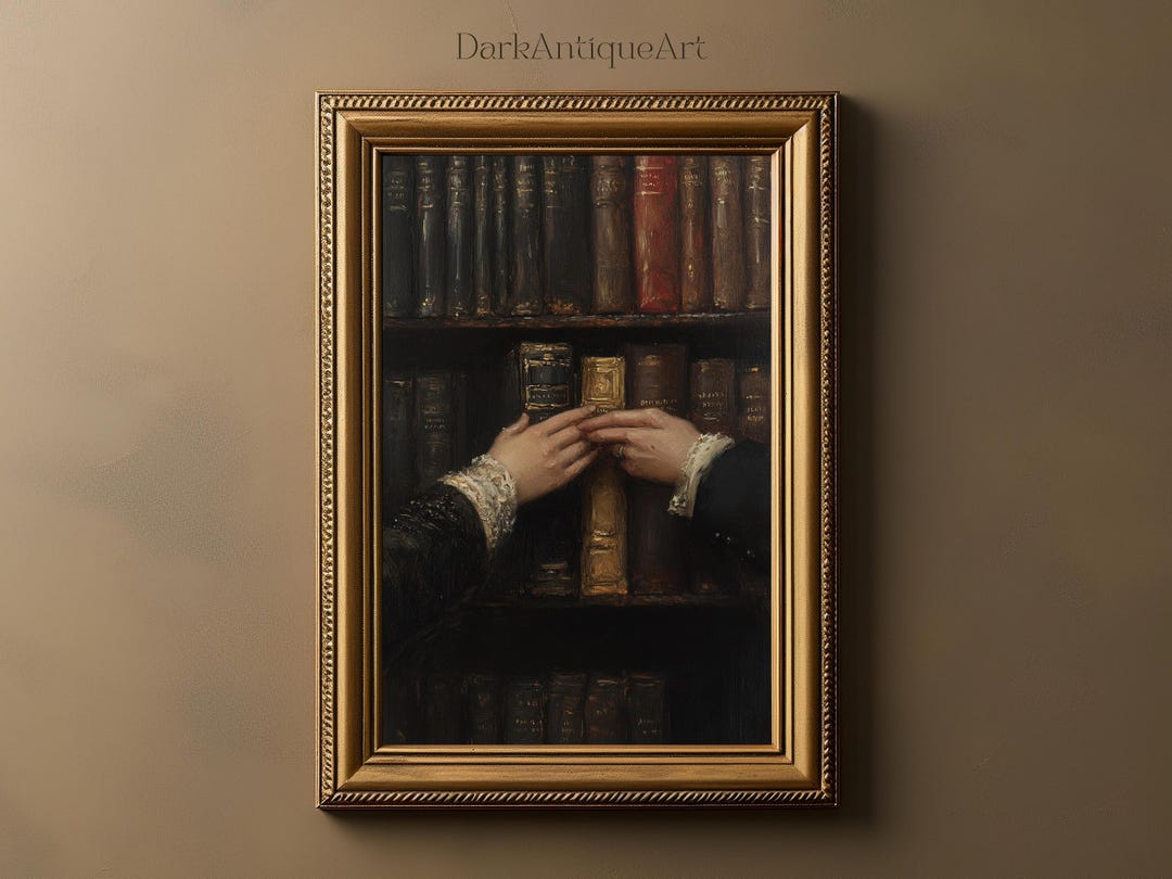 Dark Academia Library Art Print: Vintage Book Exchange (digital ...