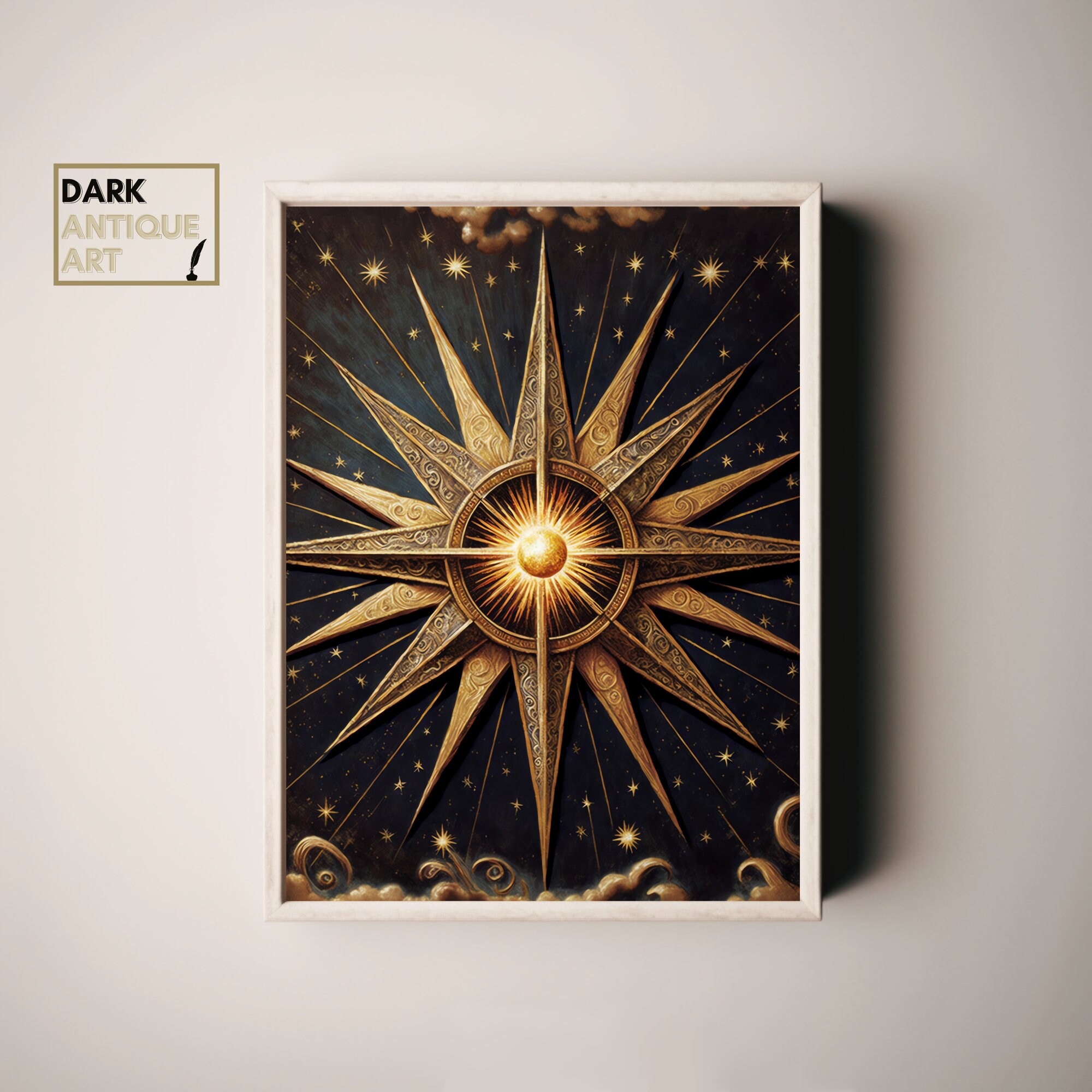 Celestian Victorian Star Vintage Painting Celestial Print - Etsy