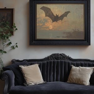 Enchanted Twilight | Cottagecore Bat Art, Spooky Night Sky Printable ...