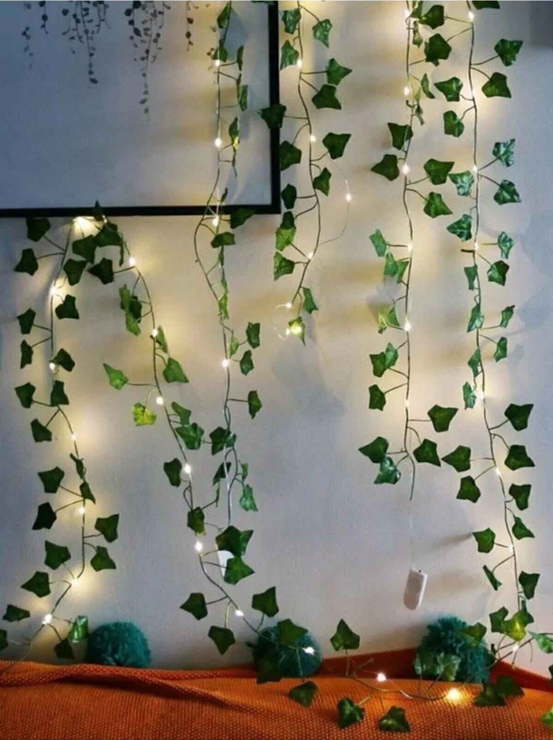 Artificial Flower Wall Decor Design With Light Ivy Leaf Hanging Plants ...