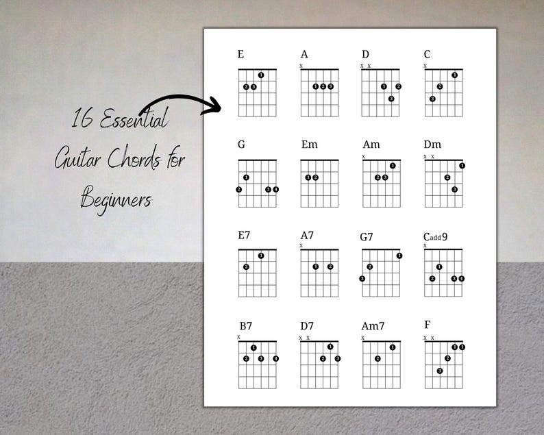 16 Printable Essential Guitar Chords Chart for Beginner Guitarists ...