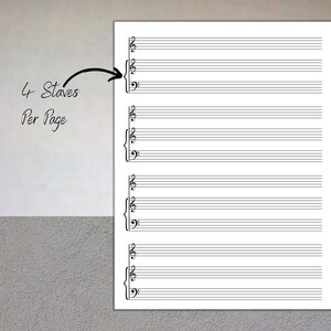 Printable Music Manuscript Paper: Piano & Voice (PDF Instant Download ...