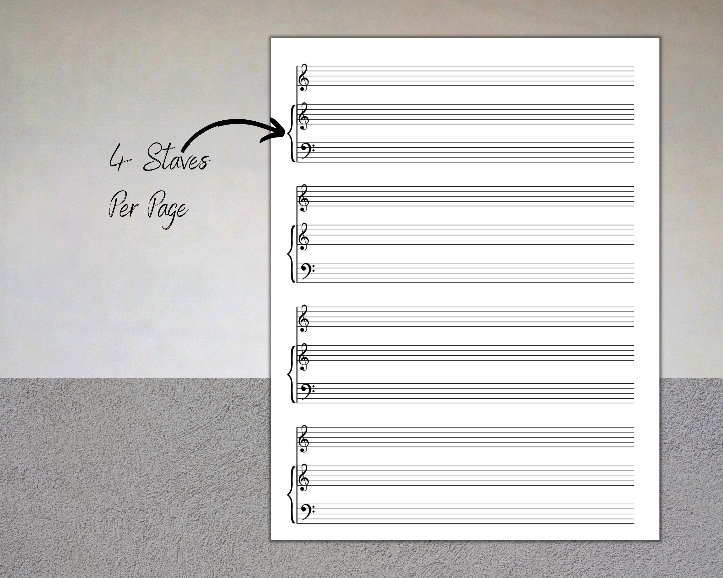Printable Music Manuscript Paper: Piano & Voice (PDF Instant Download ...