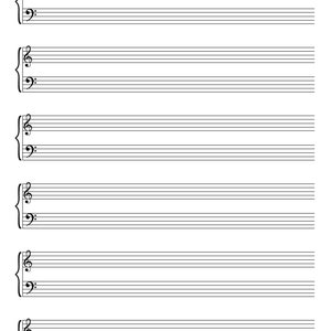 Printable Sheet Music Manuscript Paper, Treble & Bass Clef 12 Stave ...