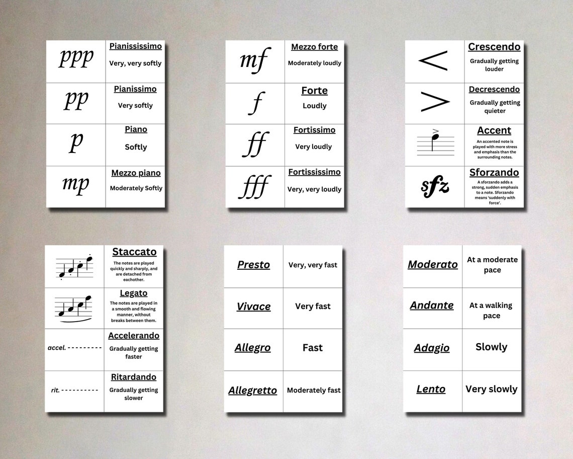 48 Printable British Music Symbol Flashcards for Learning Sheet Music ...