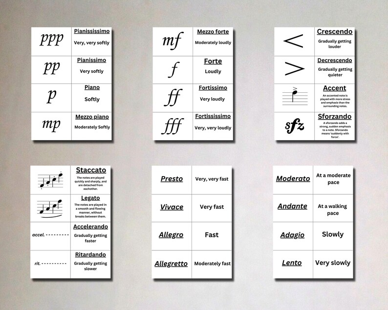 48 Printable British Music Symbol Flashcards for Learning Sheet Music ...