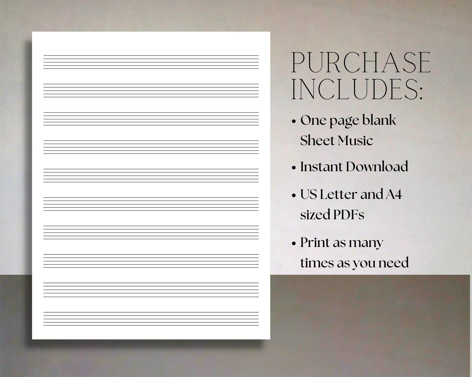 Blank Sheet Music: 10 Stave Manuscript Paper (printable PDF) - Etsy