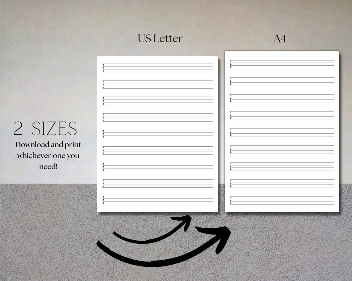 4 String Tab Paper: Bass & Ukulele Blank Sheet (PDF Download) - Etsy