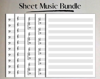 Horizontal Music Staff Bar Charts Printable PDF, Manuscript Paper ...