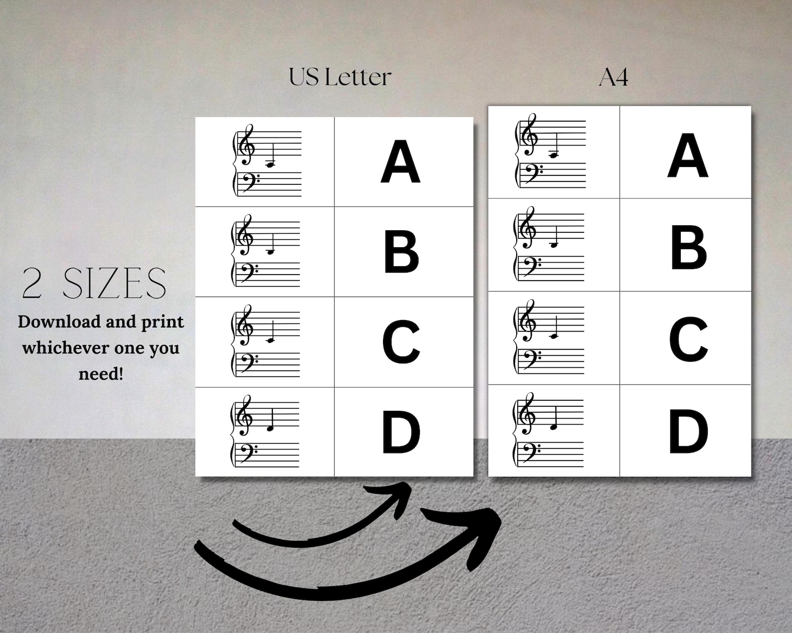 Music Notes Flashcards on Grandstaff Printable PDF, Music Theory ...