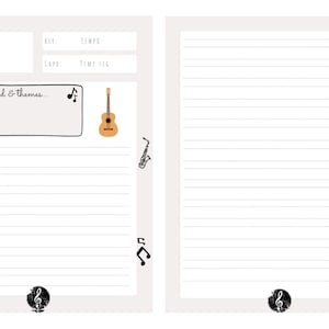 Song Writing Journal Printable, Chord Sheet, Songwriting Template ...