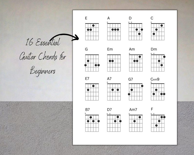 16 Printable Essential Guitar Chords Chart for Beginner Guitarists ...
