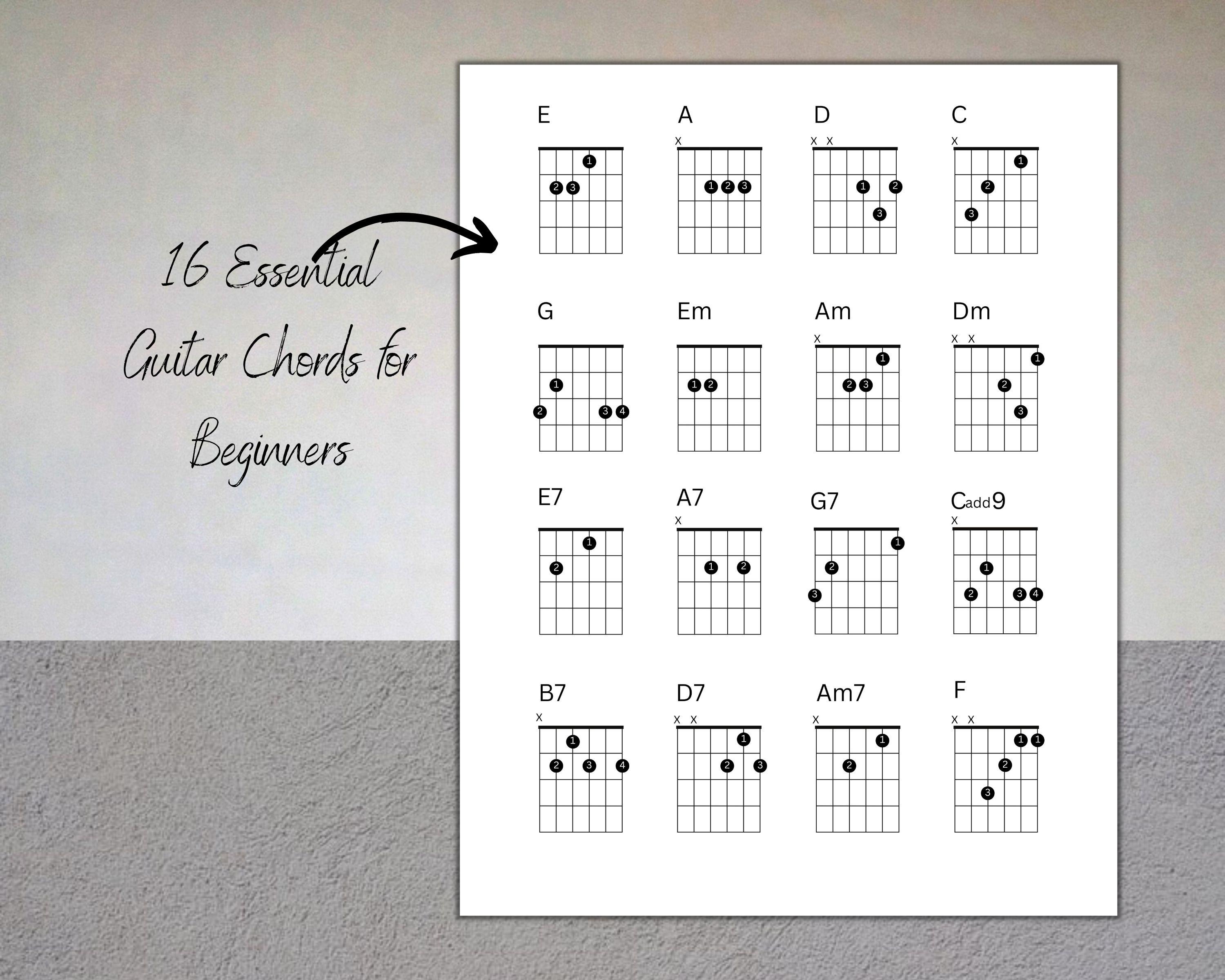 16 Printable Essential Guitar Chords Chart for Beginner Guitarists ...
