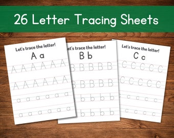 Printable Alphabet Tracing Sheet, 26 Page Handwriting Worksheet for ...