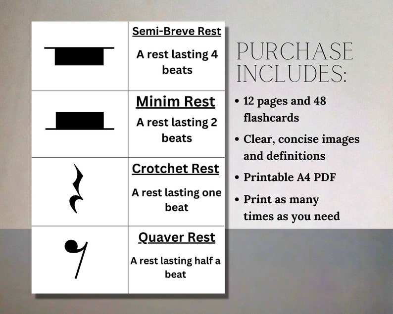 48 Printable British Music Symbol Flashcards for Learning Sheet Music ...