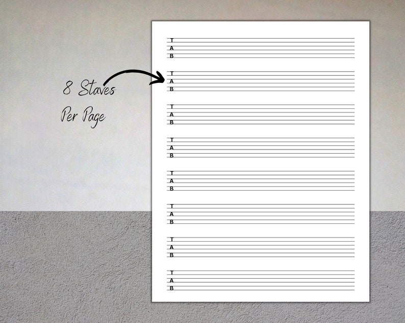 Printable Guitar Tab Paper, Printable Blank Tablature Paper for Guitar ...