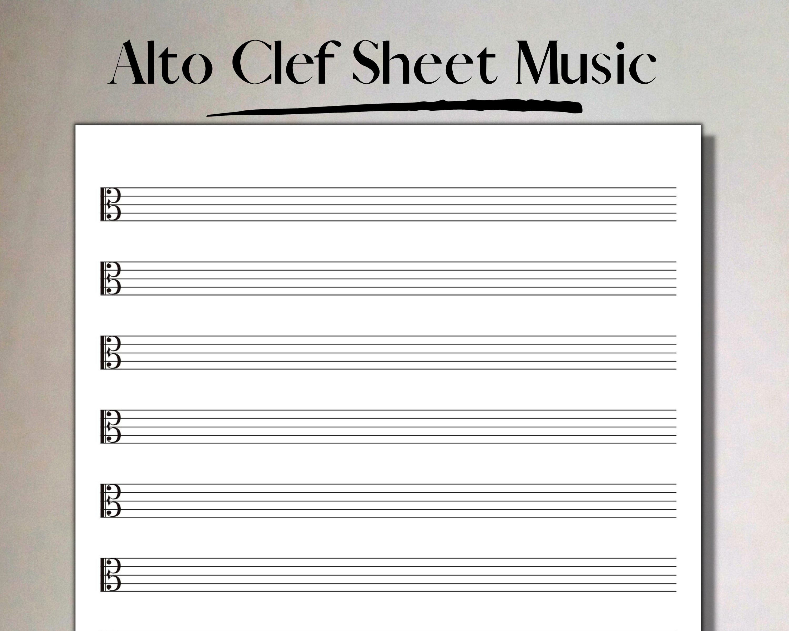 Printable Alto Clef Sheet Music for A4/letter, Printable PDF Instant ...