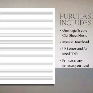 Printable Treble Clef Sheet Music Manuscript Paper, 10 Stave per Page ...