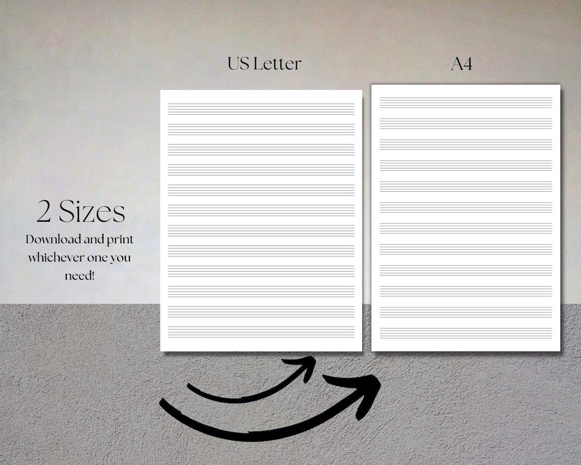 Blank Sheet Music: 12 Stave Manuscript Paper (printable PDF) - Etsy