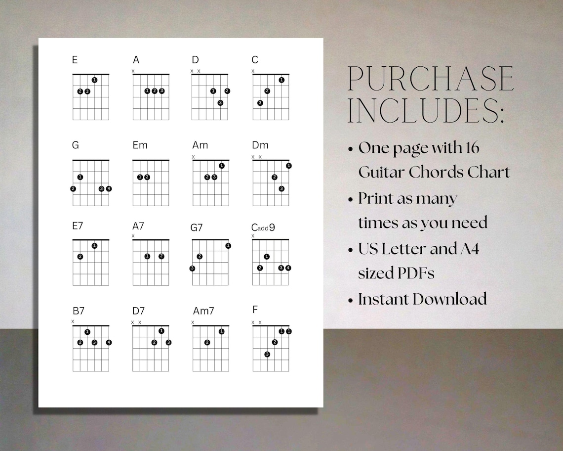 16 Printable Essential Guitar Chords Chart for Beginner Guitarists ...