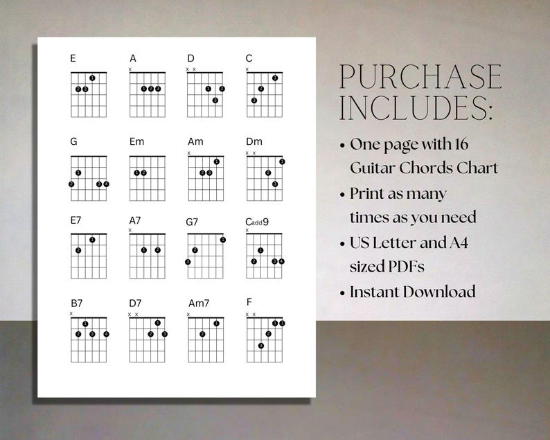 16 Printable Essential Guitar Chords Chart for Beginner Guitarists ...
