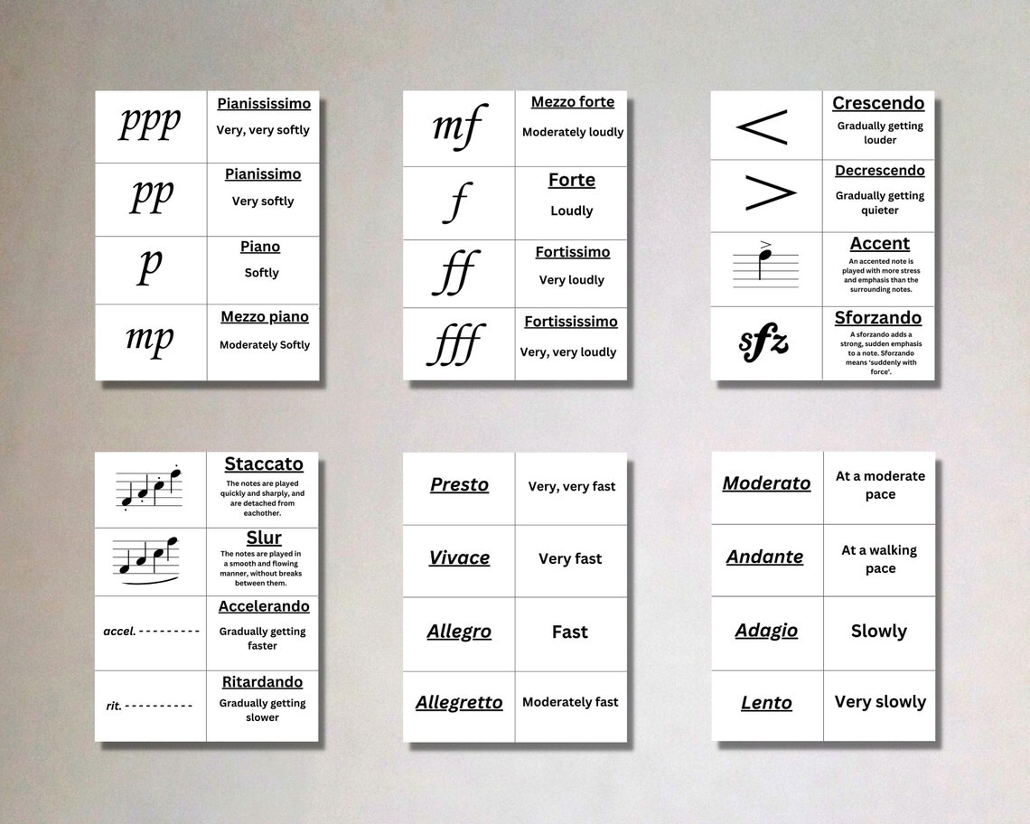 48 Printable Music Symbol Flashcards for Learning Sheet Music and Music ...