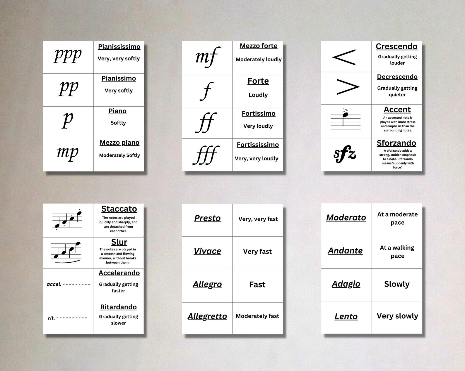 Printable Music Symbol Flashcards: Learn Sheet Music (digital Download ...