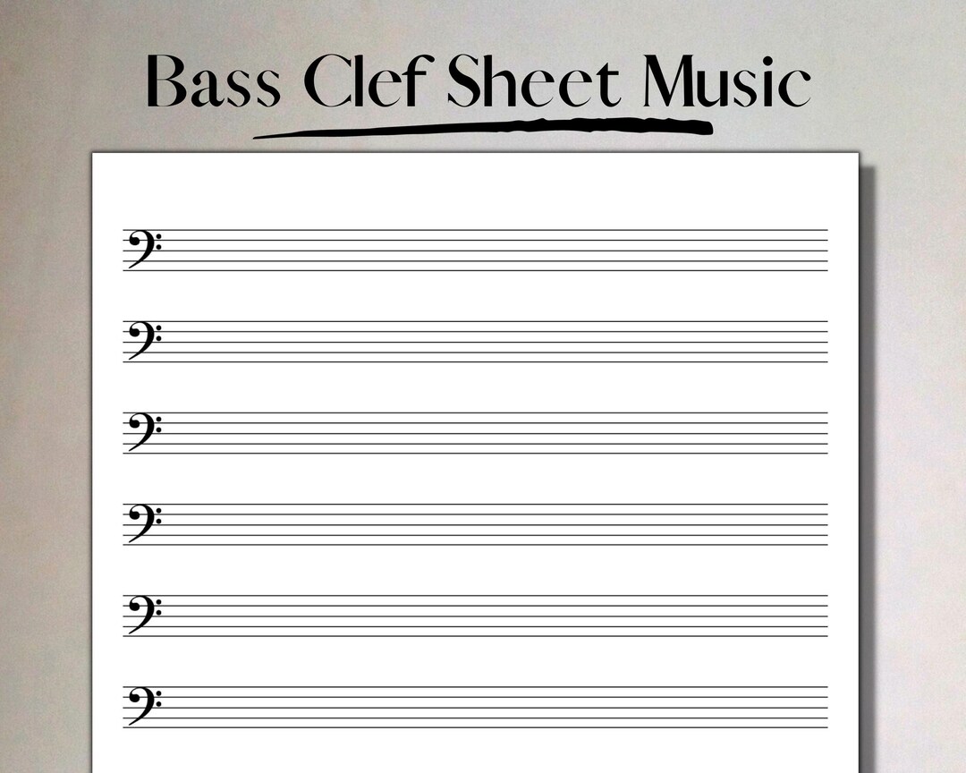 Printable Bass Clef Sheet Music Manuscript Paper, 10 Stave per Page ...