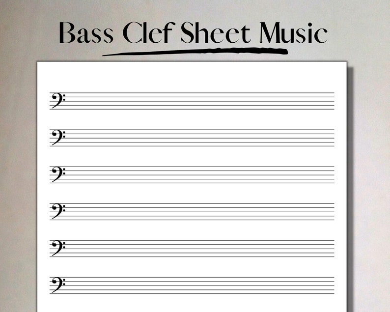 Printable Bass Clef Sheet Music Manuscript Paper, 10 Stave per Page ...