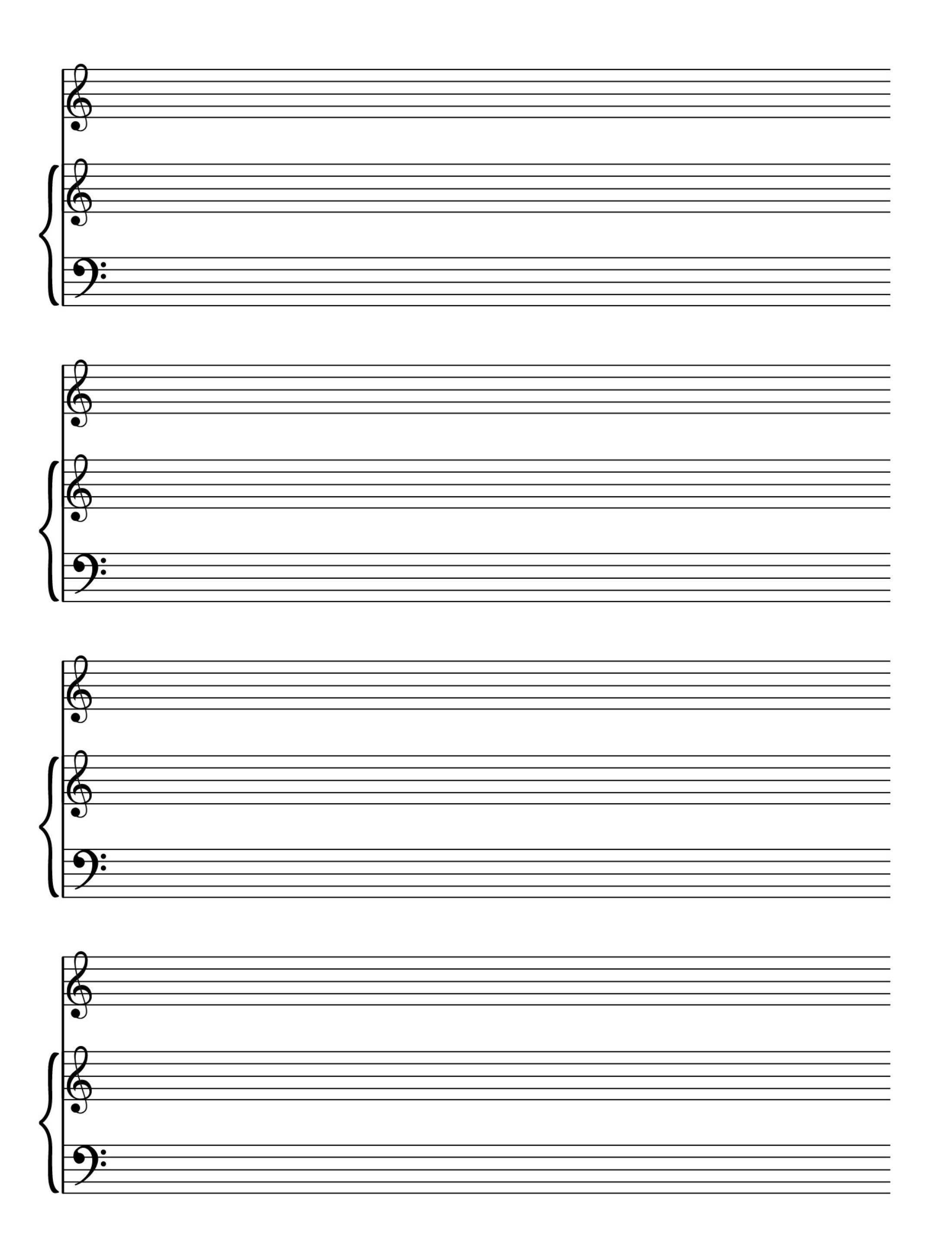 Printable Music Manuscript Paper: Piano & Voice (PDF Instant Download ...