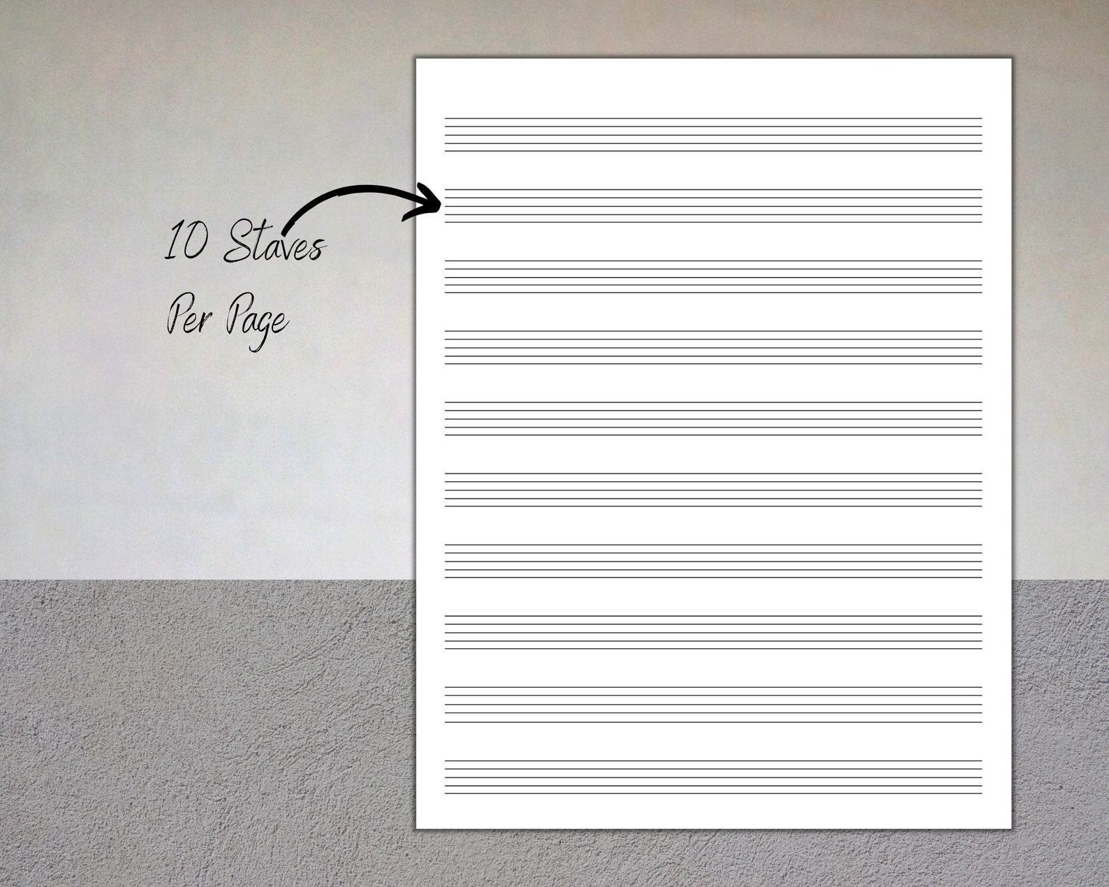 Blank Sheet Music: 10 Stave Manuscript Paper (printable PDF) - Etsy