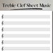 Printable Treble Clef Manuscript Paper: 10 Staves (PDF Instant Download ...