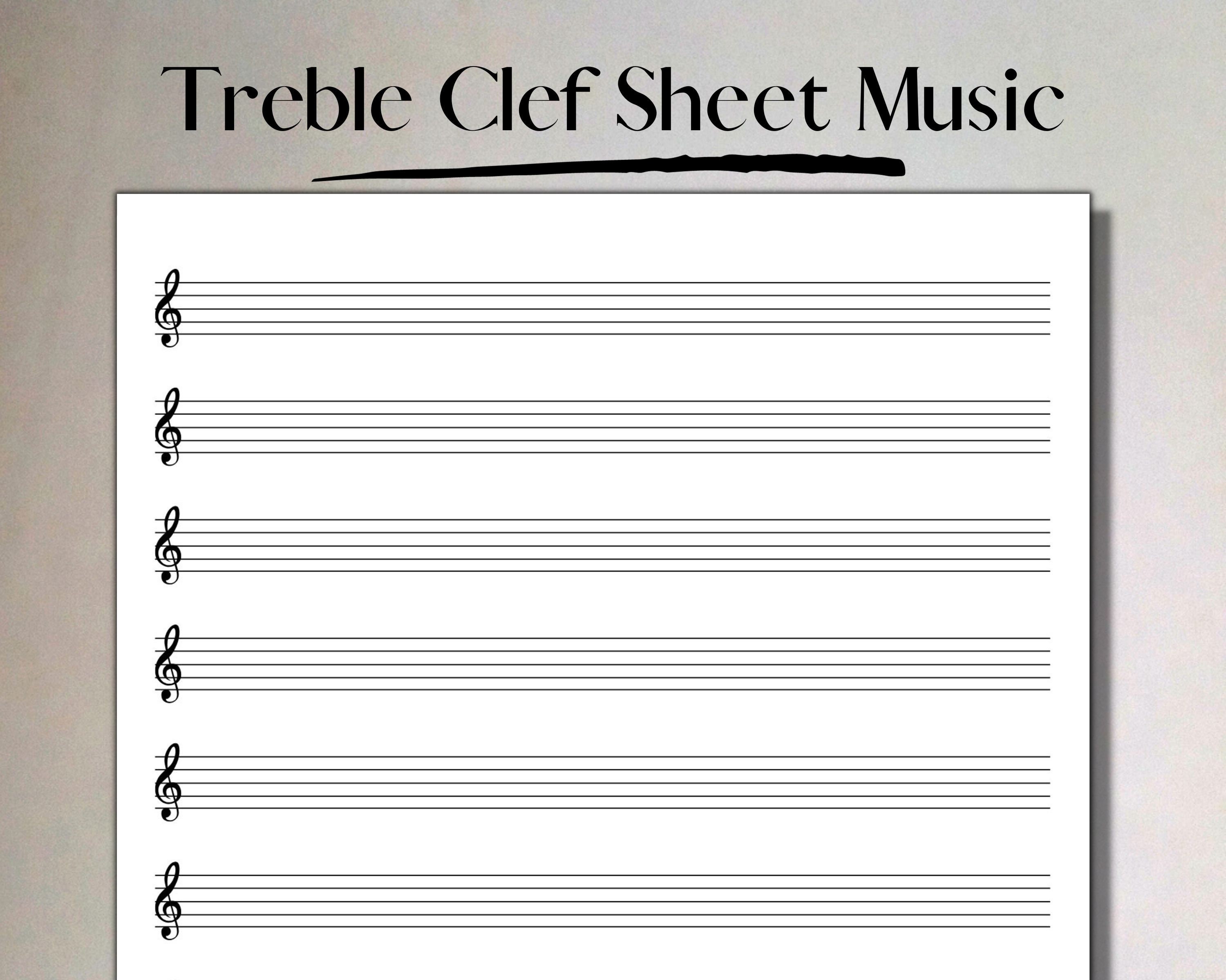 Printable Treble Clef Sheet Music Manuscript Paper, 10 Stave per Page ...